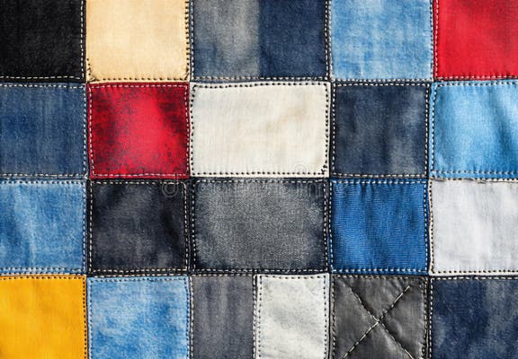 Colorful Denim Patchwork Fabric Texture Background High Quality Image ...