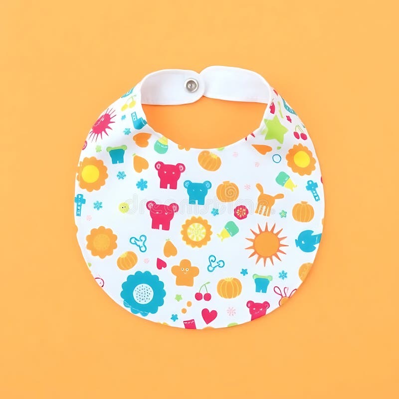 A Colorful Dental Bib with Playful Patterns on a Pastel Orange ...