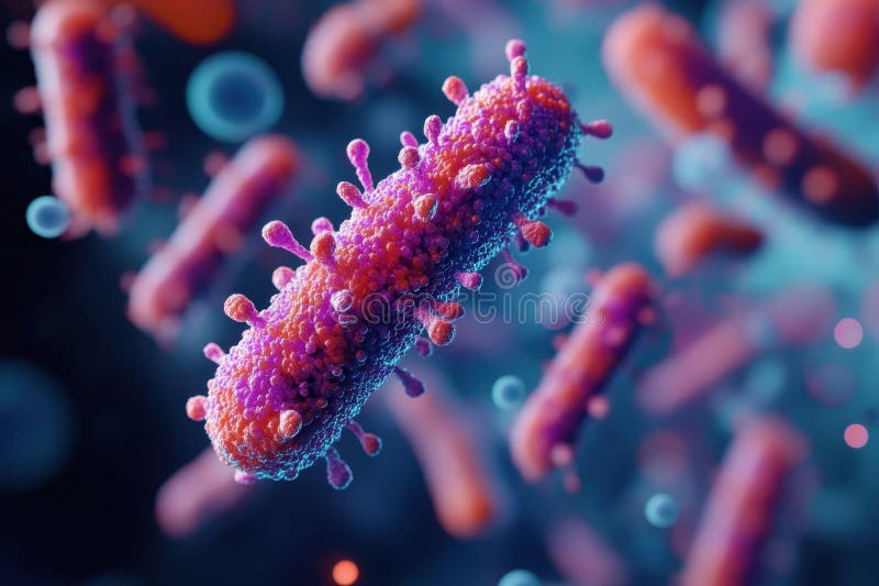 Colorful Depiction of Bacteria in a Microscopic View Under Dark ...