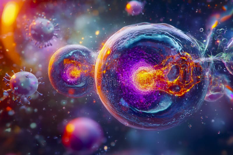 Colorful Depiction of Cell Division and Interaction in a Vibrant ...