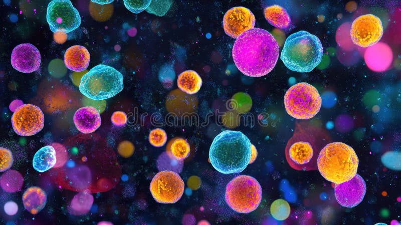 Colorful Depiction of Cells in a Vibrant, Abstract Background ...