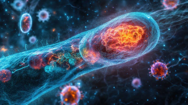 Colorful Depiction of Cellular Activity Showing Interactions between ...