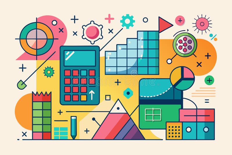 Colorful Depiction of Mathematical Tools and Symbols Designed for ...