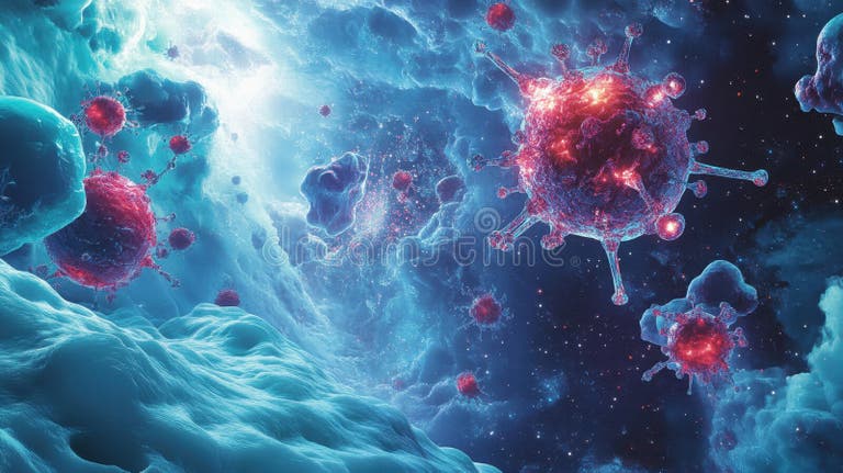 Colorful Depiction of Microscopic Viruses in a Vivid Cosmic Environment ...