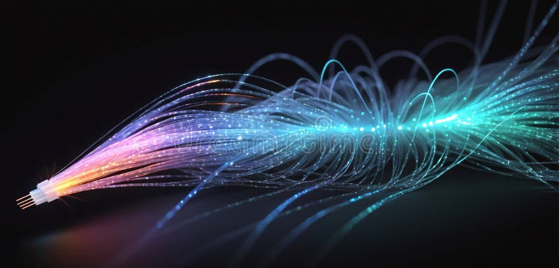 Colorful Depiction of Optical Fiber Cable or Fiber Optics Stock ...