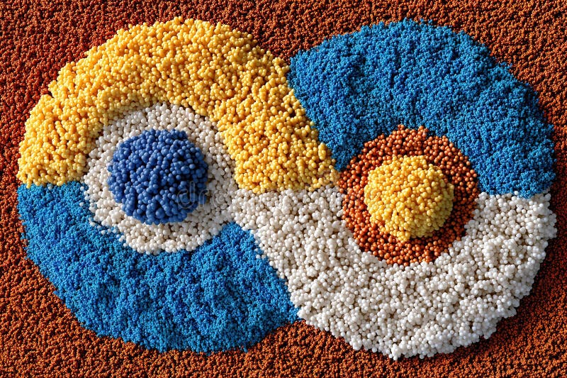 Colorful Design Created with Granules on Textured Surface during Art ...