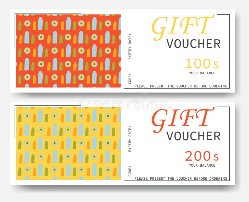 Colorful Design Gift Voucher. Set of Simple Voucher with Abstract ...