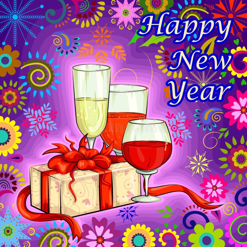 Colorful Design of Happy New Year Greeting Stock Vector - Illustration ...