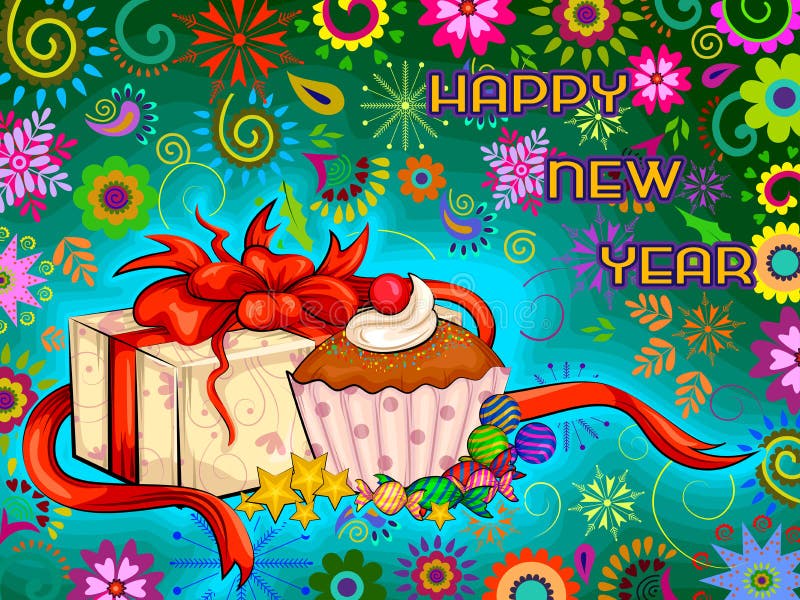 Colorful Design of Happy New Year Greeting Stock Vector - Illustration ...