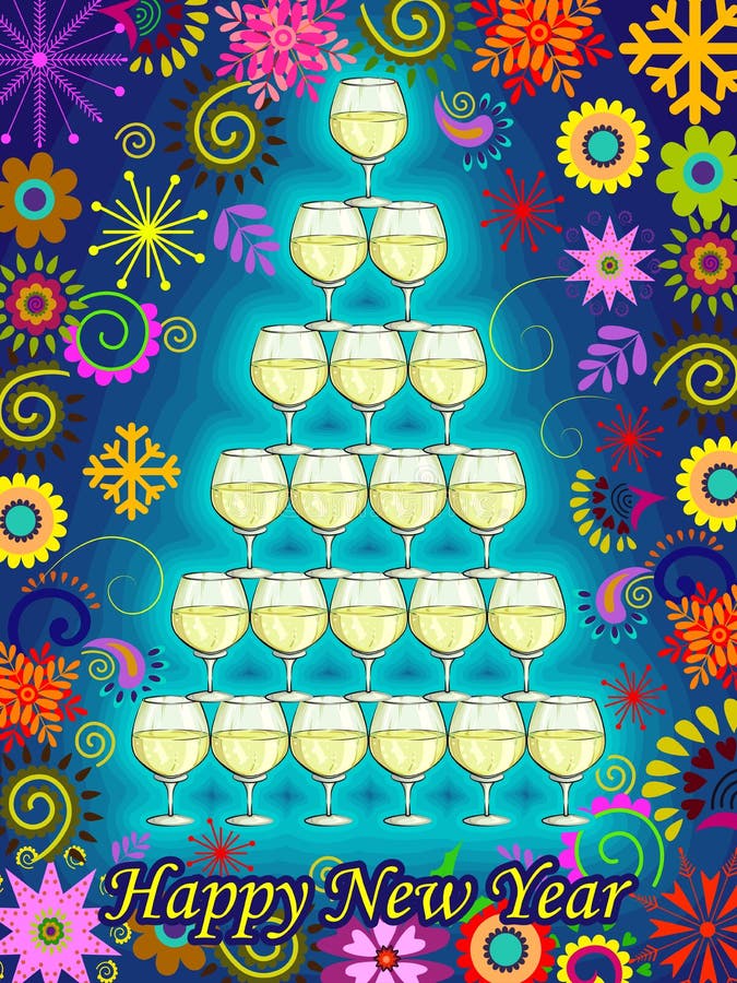 Colorful Design of Happy New Year Greeting Stock Vector - Illustration ...