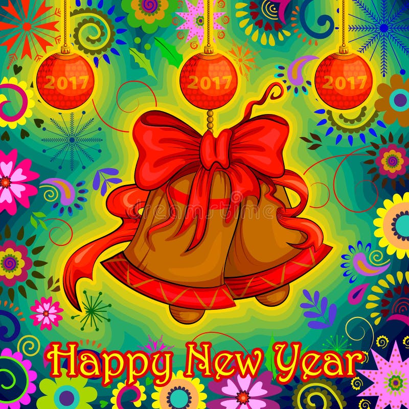 Colorful Design of Happy New Year Greeting Stock Vector - Illustration ...