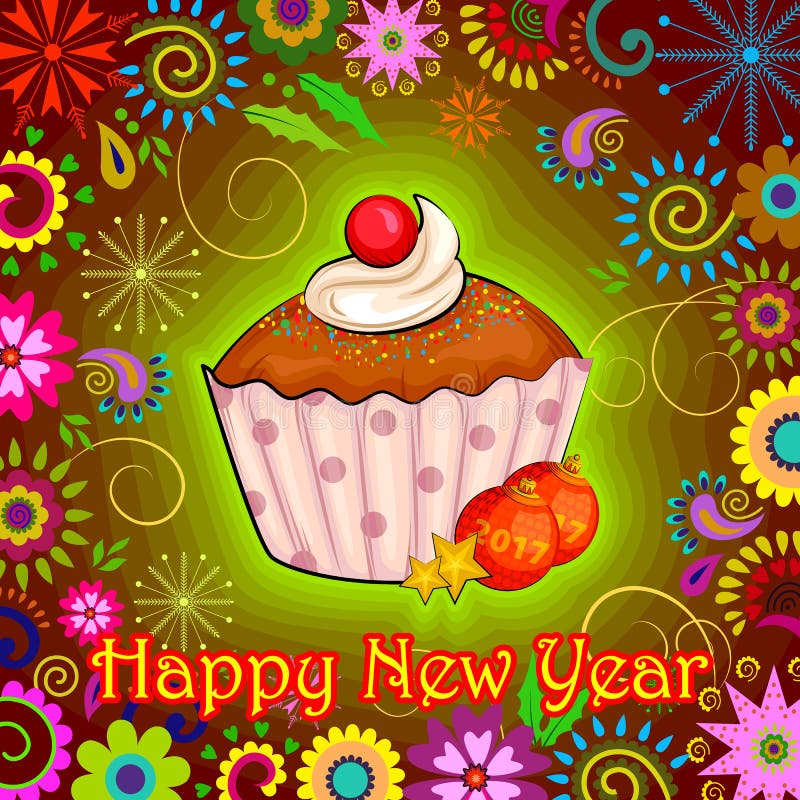 Colorful Design of Happy New Year Greeting Stock Vector - Illustration ...