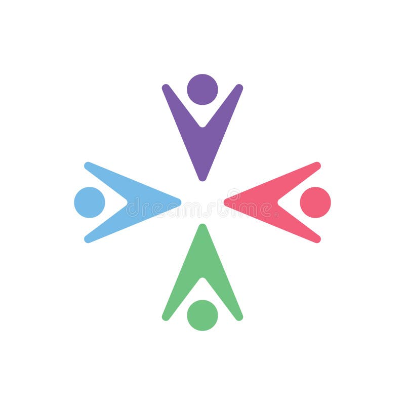 Colorful Design of People Symbols Working As Team. Teamwork on White ...