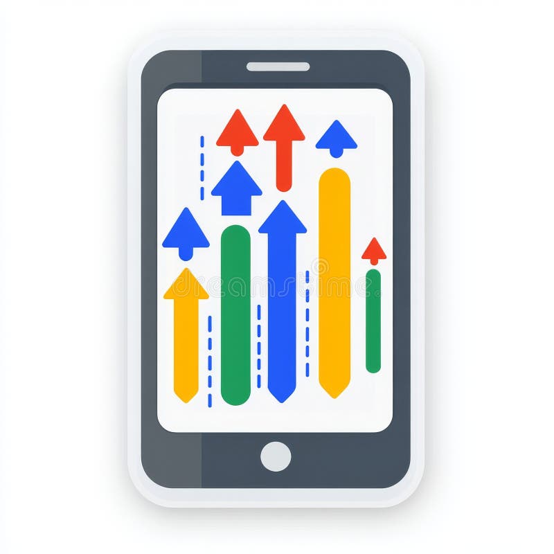 Colorful Design of a Smartphone with Arrows Signifying the Transfer of ...