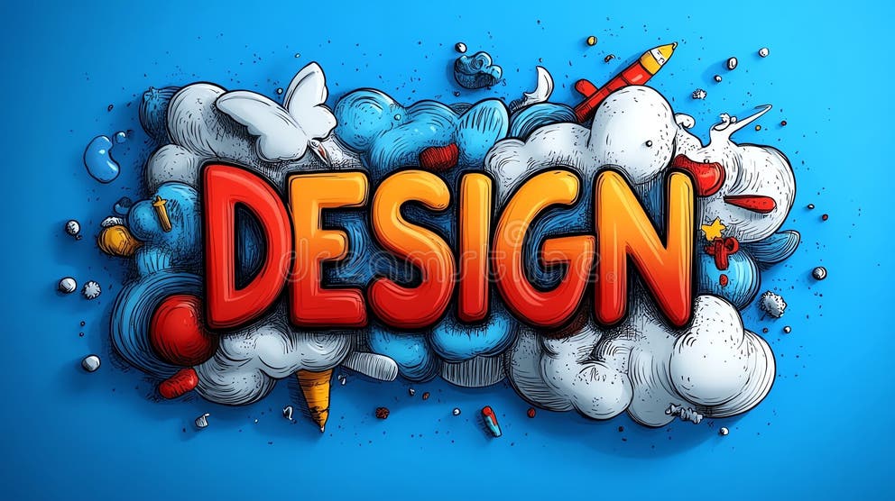 Colorful Design Text with Playful Elements Stock Illustration ...