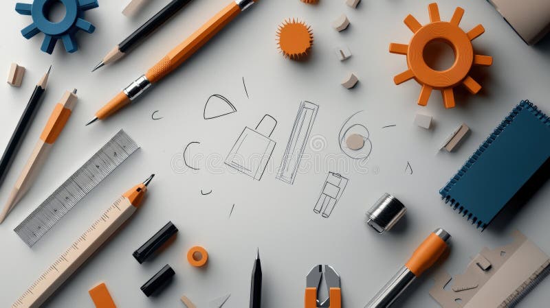 Colorful Design Tools on a Table Surface Stock Illustration ...