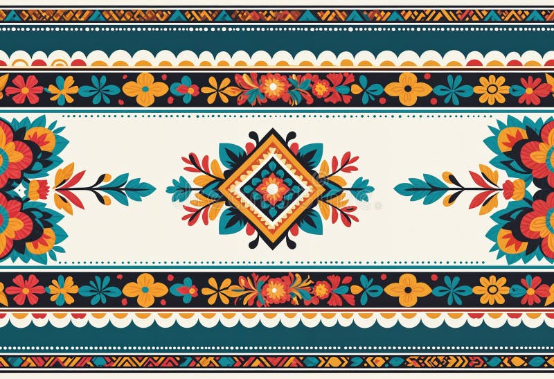 A Colorful Design with a Traditional Mexican Pattern Design and ...