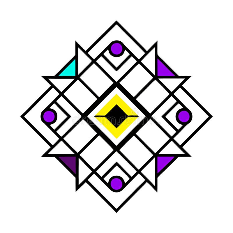 A Colorful Design with a Yellow Square in the Middle Stock Illustration ...