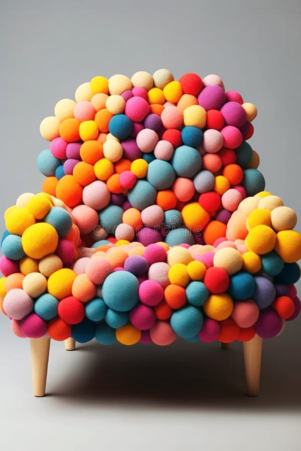 A Colorful Designer Armchair Made of Colorful Soft Balls.6 Stock ...