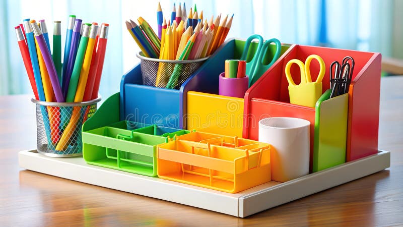Colorful Desk Organizer with Compartments for Pens - Office Design ...