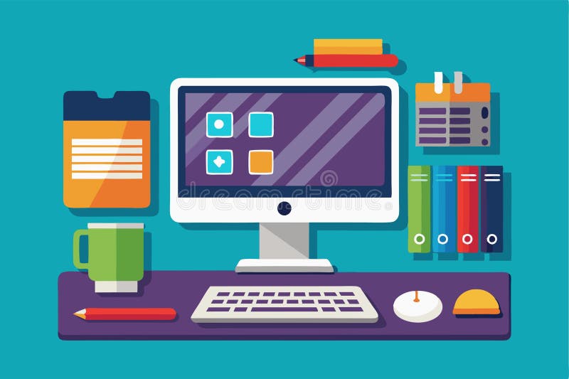 Workspace Office Computer Creative Flat Design Stock Illustrations ...