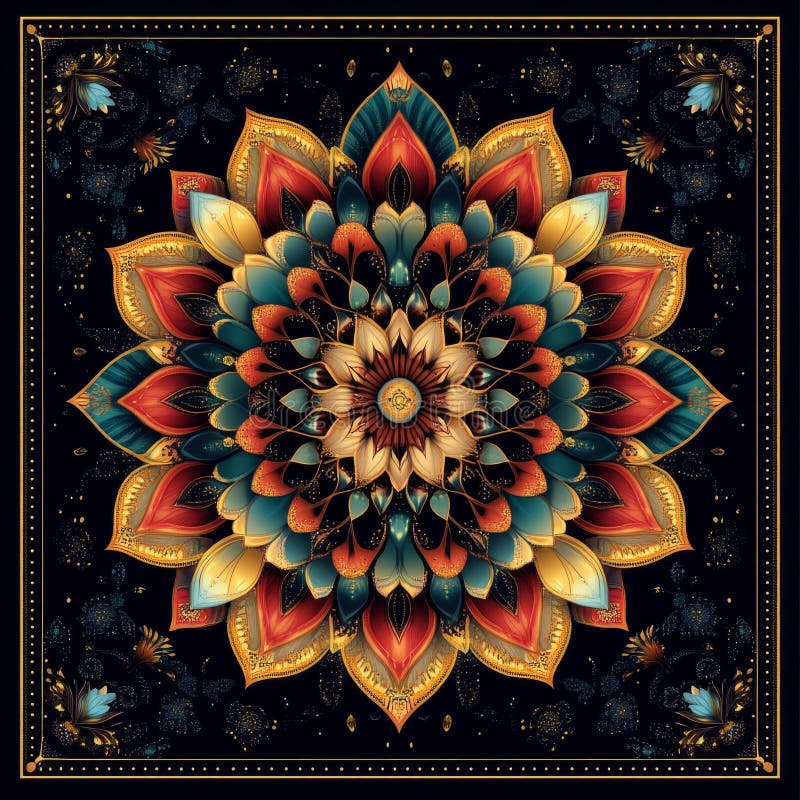 Colorful, Detailed Mandala with Gold Accents Creating a Captivating ...