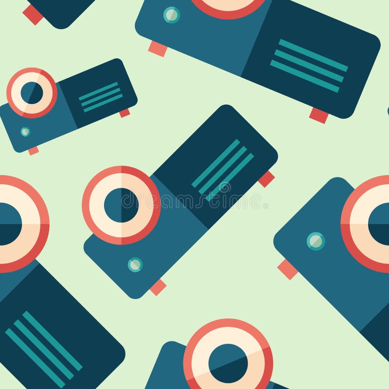 Classic Digital Projector Flat Icon Seamless Pattern. Stock Vector ...