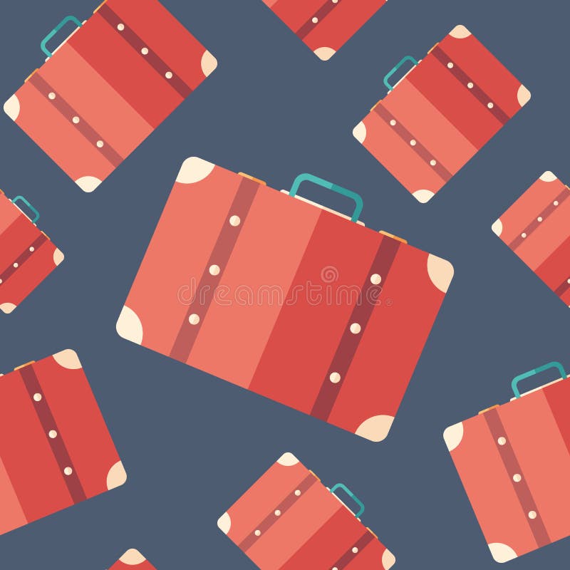 Retro Suitcase Flat Icon Seamless Pattern. Stock Vector - Illustration ...