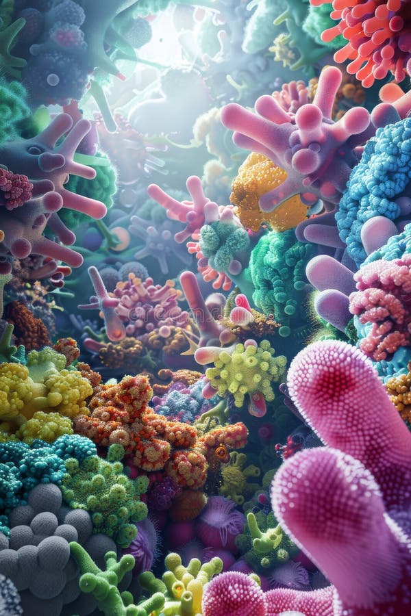 Colorful and Detailed Representation of Various Bacteria and ...