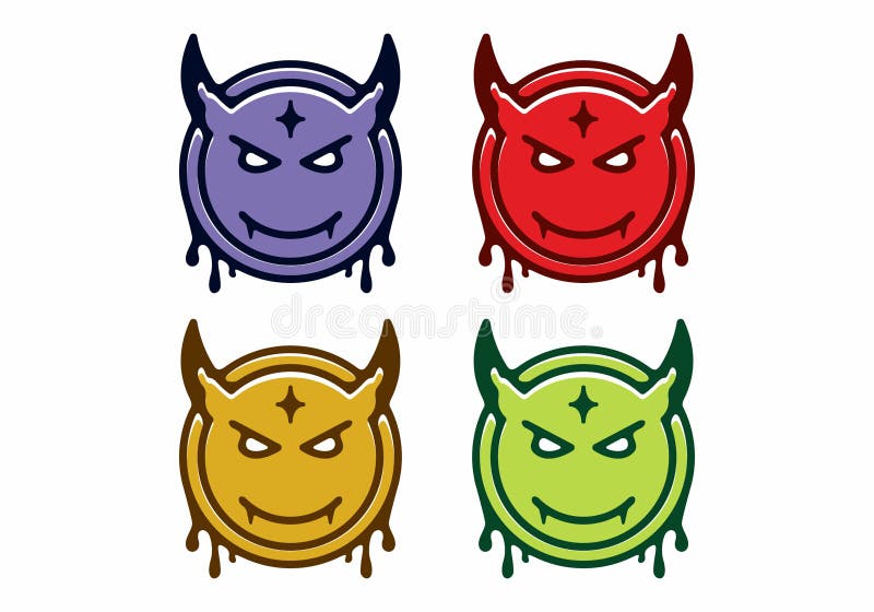 Colorful of Devil Circle Head Flat Illustration Stock Vector ...