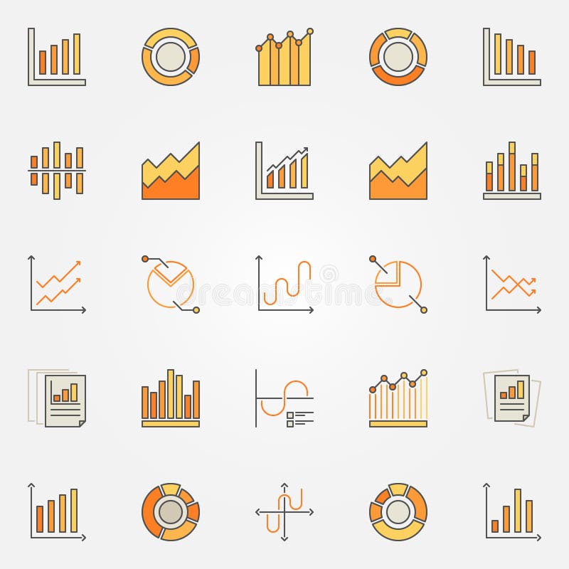 Colorful Diagram And Graph Icons Stock Vector - Illustration of ...