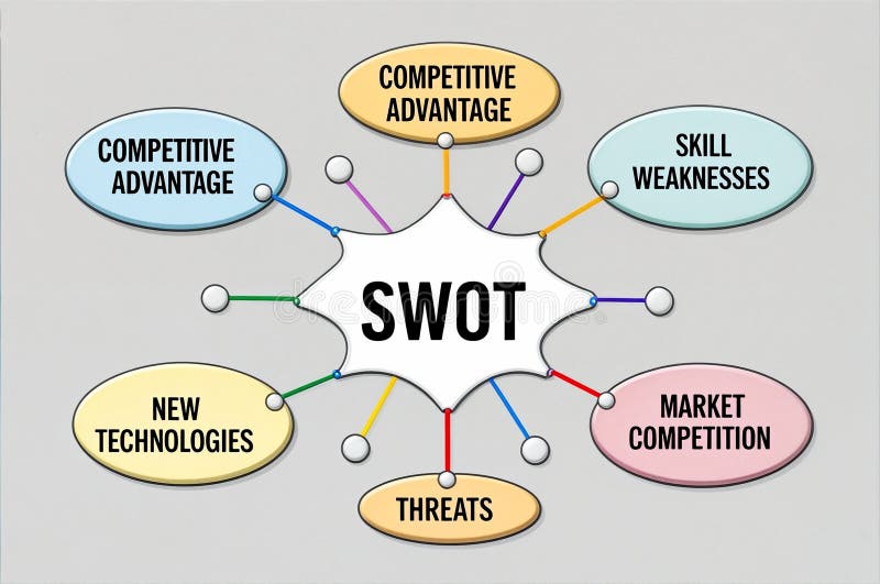 Colorful Diagram of SWOT Acronym Abbreviation of Strengths, Weaknesses ...