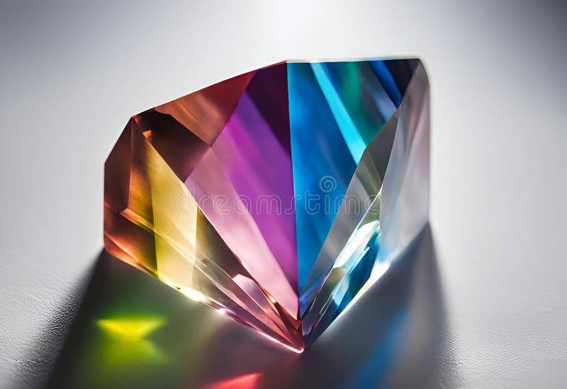 Colorful Diamond on a Light Grey Background. 3d Rendering Stock ...