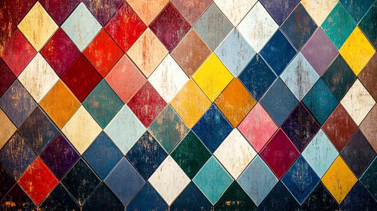 Colorful Diamond Pattern Tile Texture Background Stock Illustration - Illustration of decor ...
