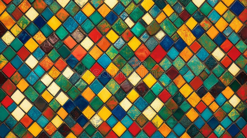 Colorful Diamond-Shaped Tile Mosaic Wall Stock Illustration ...