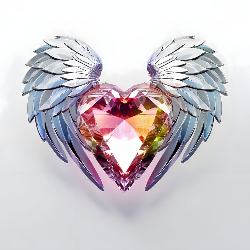 Colorful Diamonds, Rainbow Ruby in the Shape of a Heart with Angel ...