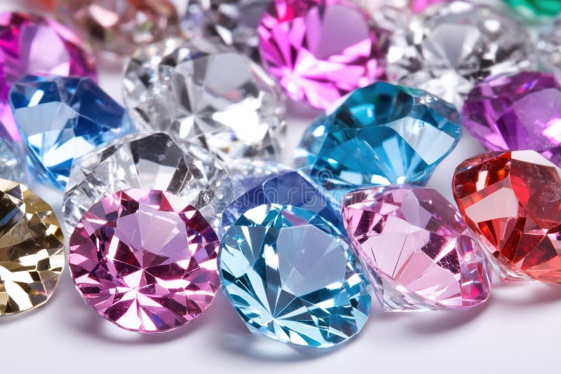 Colorful Diamonds Sparkling on White Background Stock Image - Image of ...