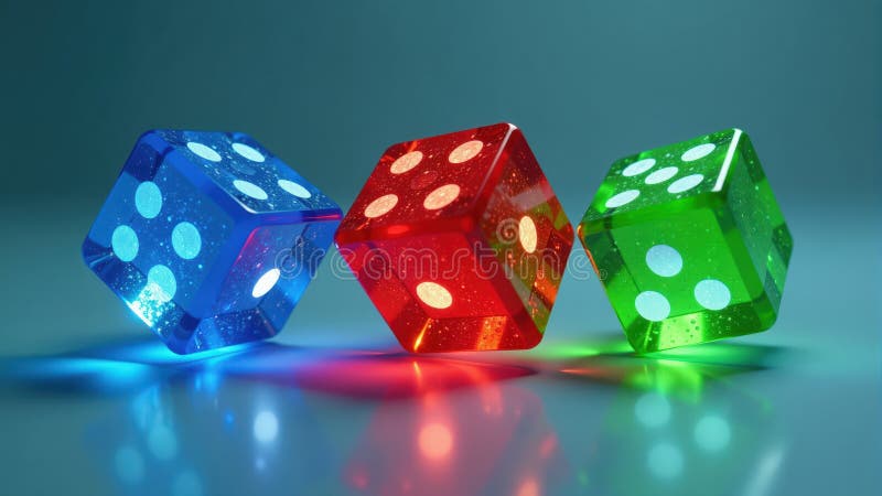 Colorful Dice Against a Green Background Stock Illustration ...