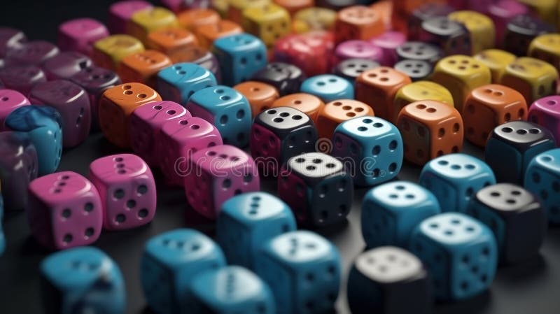 Colorful Dice Arranged on a Table. Generative Ai Stock Photo - Image of ...
