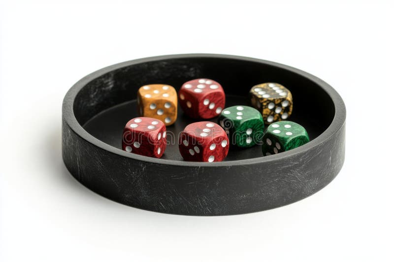 Colorful Dice Resting in a Black Bowl Create an Engaging Visual. the ...