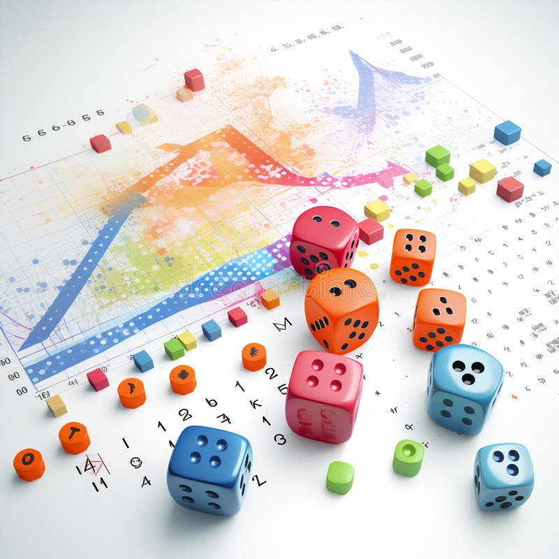 Colorful Dice on Risk Assessment Chart Stock Illustration ...
