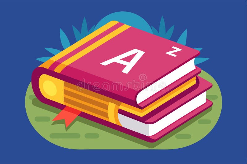 A Colorful Dictionary is Displayed, Featuring Bold Letters and a Serene ...