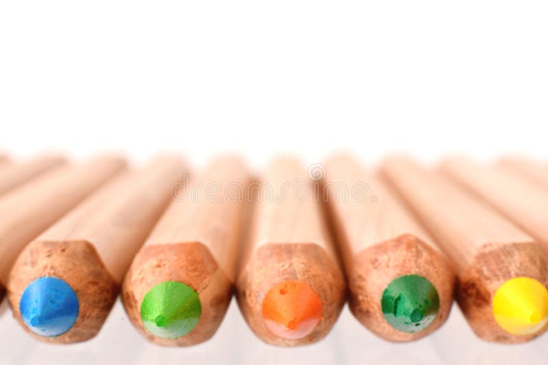 Crayons closed up in a row stock photo. Image of draw - 159804642
