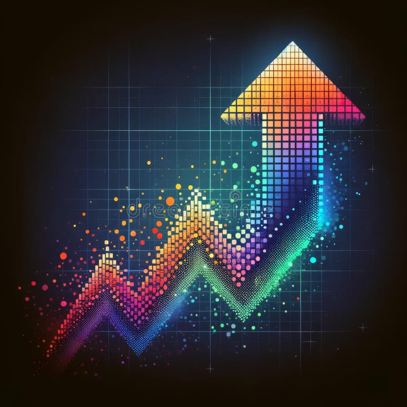 Colorful Digital Arrow Graph Showing Growth Stock Illustration ...