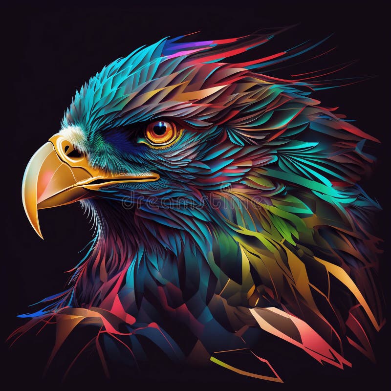 Colorful Digital Art of Eagle Head Stock Illustration - Illustration of ...