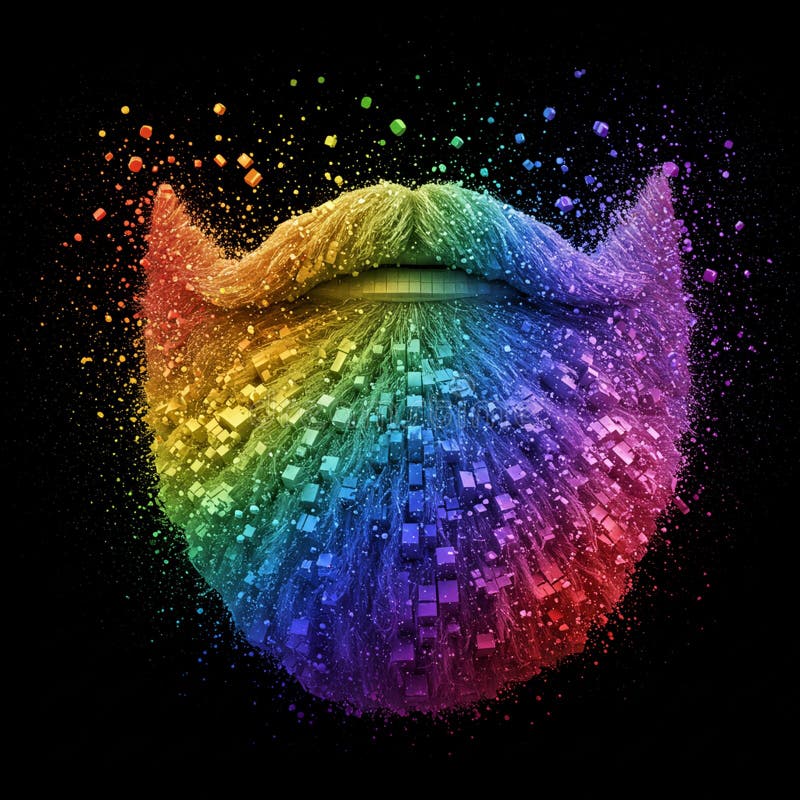 Colorful Digital Artwork Depicting a Beard and Mustache Composed of ...