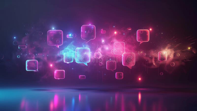 Colorful Digital Artwork Depicting Vibrant Speech Bubbles Floating in ...