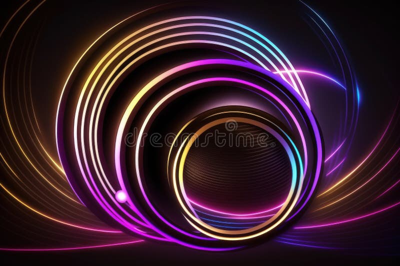 Colorful Digital Background with Neon Lights and Circles. Generative AI ...