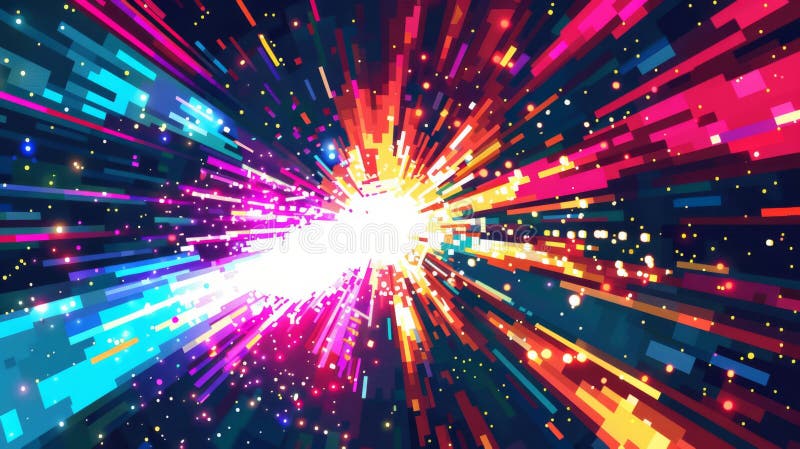 Colorful Digital Burst Background Explosion Stock Illustration ...