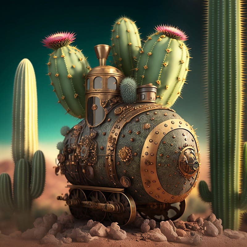 Colorful Digital Cactus Illustration Stock Illustration - Illustration ...